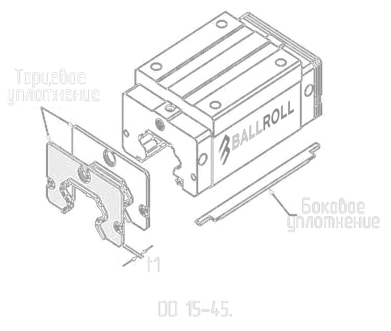 Двойное торцевое уплотнение линейной каретки BR-35DD